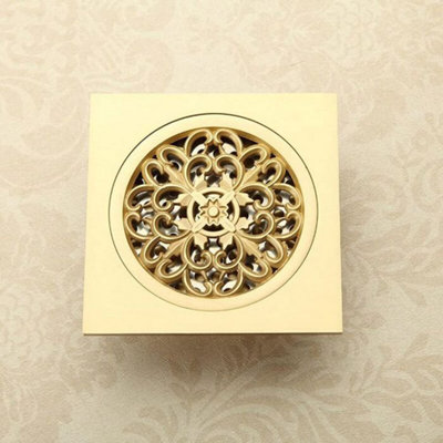 Polished Brass Square Floor Siphon Bath Shower with Waste Grid Multiple ...