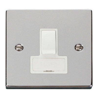 Polished Chrome 13A Fused Connection Unit Switched - White Trim - SE Home