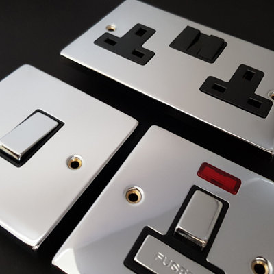 Polished Chrome 2 Gang 13A Type A & C USB Twin Double Switched Plug ...