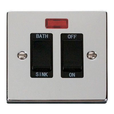 Polished Chrome 20A DP Sink/bath Switch - Black Trim - SE Home | DIY at B&Q