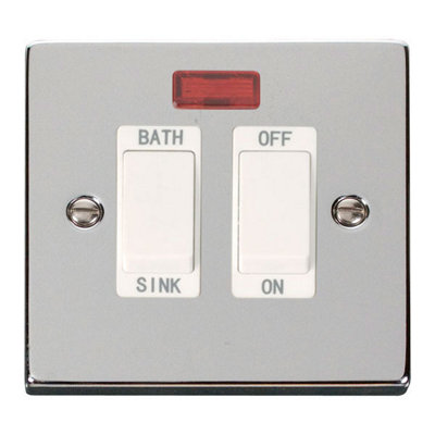 POLISHED CHROME 20A DP SINK/BATH SWITCH - WHITE TRIM - SE HOME