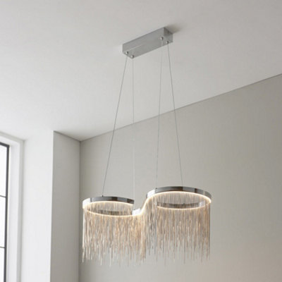 Polished Chrome Ceiling Pendant Light & Waterfall Chains - Integrated ...