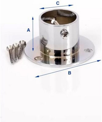 Polished Chrome Cup End Rope End Cup for 32mm Decking Rope