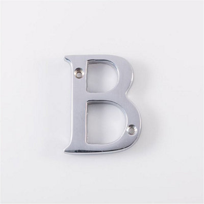 Polished Chrome Door Letter B - 53mm Height 4mm Depth House Letter ...