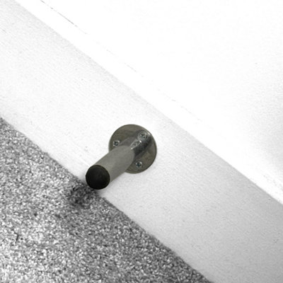 Polished Chrome Door Stop - Wall or Skirting Mounted Durable Projection ...