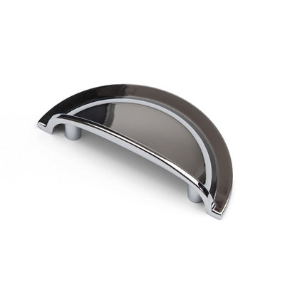 Polished Chrome Kitchen Cupboard Door Half Moon Cup Handle | DIY at B&Q