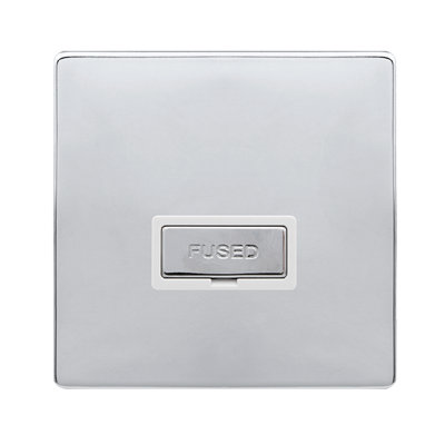 Polished Chrome Screwless Plate 13A Fused Ingot Connection Unit - White ...