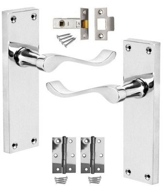 Polished Chrome Scroll Long Plate Lever Latch Internal Door Handles ...