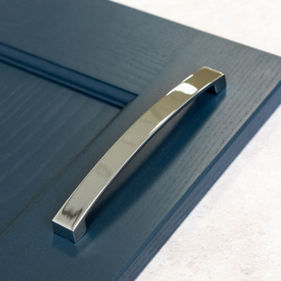 Polished Chrome Square Bridge Kitchen Cabinet Handle 160mm Cupboard ...