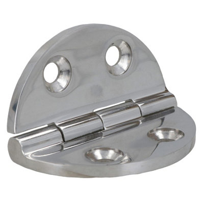 Polished Door Circular Hinge Stainless Steel 64mm diameter 316 Marine Cabin