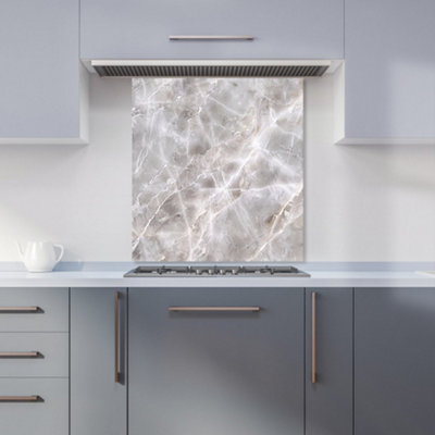 POLISHED GREY MARBLE EFFECT KITCHEN SPLASHBACK