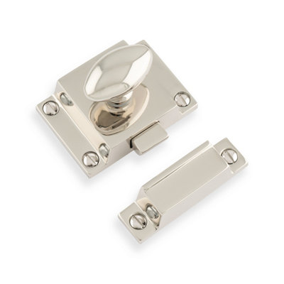 Polished Nickel Cabinet Latch Oval Knob Thumbturn Cupboard Door Drawer ...