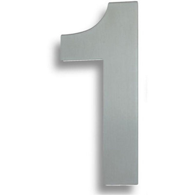 Polished Steel Door Number 1 - Large 178mm Height House Numeral Plaque ...