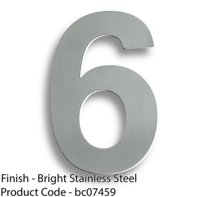 Polished Steel Door Number 6/9 - Large 178mm Height House Numeral ...