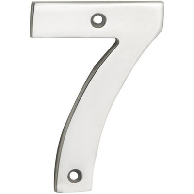 Polished Steel Door Number 7 - 100mm Height 5mm Depth House Numeral ...