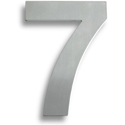 Polished Steel Door Number 7 - Large 178mm Height House Numeral Plaque ...