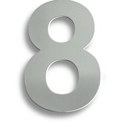 Polished Steel Door Number 8 - Large 178mm Height House Numeral Plaque ...