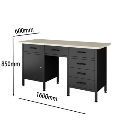 Shop POLLOR 160 cm Steel Workbench Storage Desk Tool Holder With 6 ...