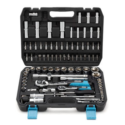 POLLOR 94 Pcs 1/2" & 1/4" Socket Set Ratchet Driver Case Tool Kit Torx Screwdriver 72 Teeth