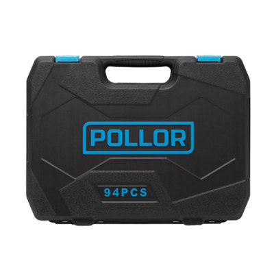 POLLOR 94 Pcs 1/2" & 1/4" Socket Set Ratchet Driver Case Tool Kit Torx ...