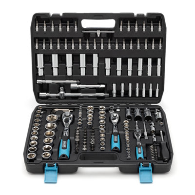 POLLOR Professional 172 Pcs Ratchet Socket Set Large 1/2" 3/8" 1/4" Ratchet With Tool Case For ...