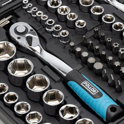 POLLOR Professional 172 Pcs Ratchet Socket Set Large 1/2" 3/8" 1/4 ...