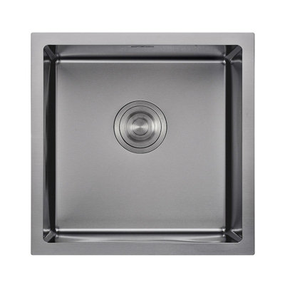 POLLOR Square Gunmetal Inset & Undermount Kitchen Sink 440x440mm With ...