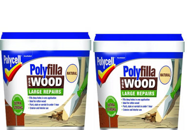 Polycell Polyfilla 2 Part Wood Filler For Large Repairs Natural 2 x ...