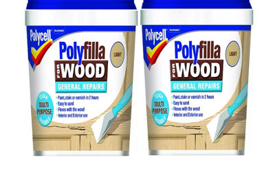 Polycell Polyfilla For General Wood Repairs Light Tub 380gm Pack of 2