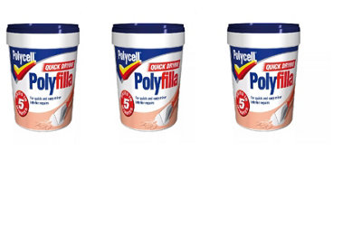 Polycell Quick Dry Ready Mixed Polyfilla Tub 1KG Pack of 3