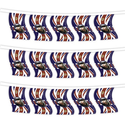 Polyester 20m Bunting King Charles III Portrait 48 Union Jack Flags ...