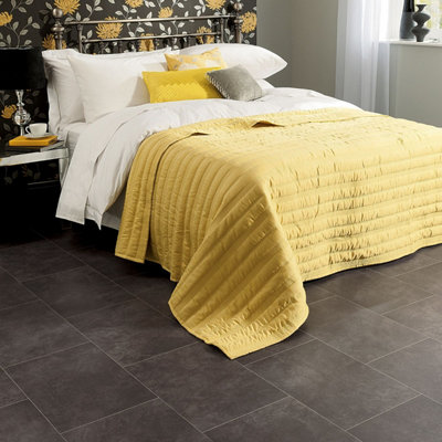 Polyflor Secura Pur Black Slate 2114 Black Tile Effect Slip-Resistant ...