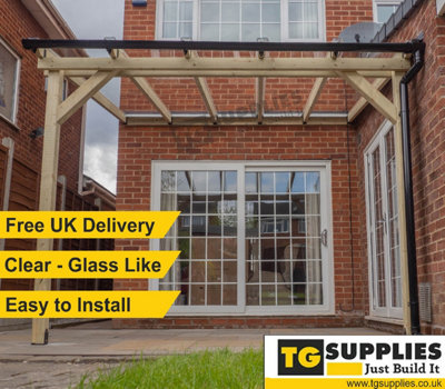 PolyGlide Clear Glass-Like Solid Polycarbonate Roofing Sheet Panel - 3000mm