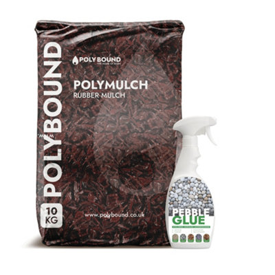 PolyMulch Rubber Mulch & Pebble Glue Kit - Mahogany Red - 1sqm