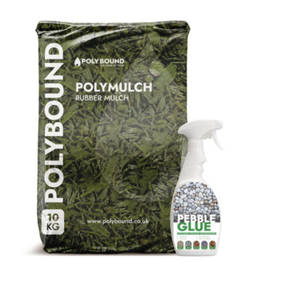 PolyMulch Rubber Mulch & Pebble Glue Kit - Spring Green - 1sqm