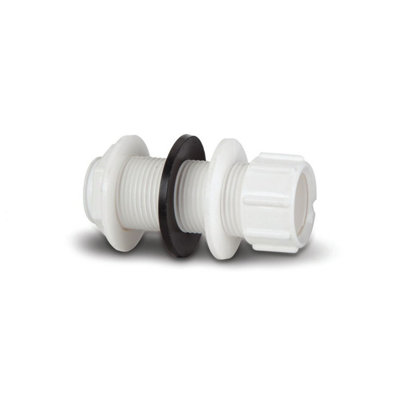 Polypipe Overflow System Straight Tank Connector White 21.5mm Vp49W