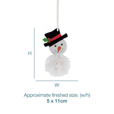 Pom Pom Decoration Kit: Christmas: Snowman: Pack of 1