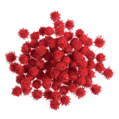 POM-POMS 1/4IN PK100 - Pom Poms: 0.7cm: Metallic Red: Pack of 100 - Trimits
