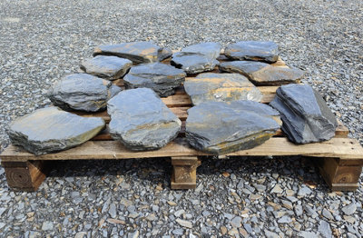 Pond edging / rockery stones - flat selection. Welsh Slate