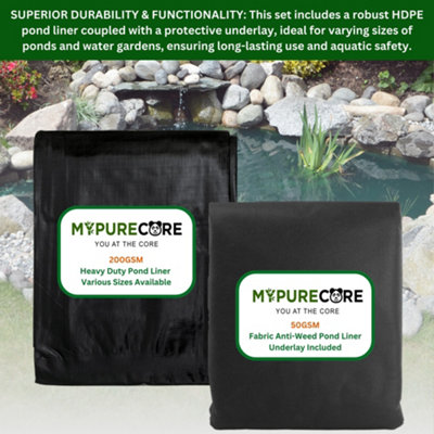 POND LINER AND UNDERLAY SET - HDPE, UV,TEAR RESISTANT WATERPROOF FOR ...