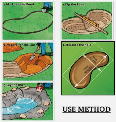 Pond liner Heavy Duty Durable 25 year warranty 3D Pebbles 280gsm - 0.5mm thick 2.5m x 10m (8'x32')