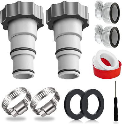 Pool Hose Adapter Kit - 1.5 & 1.25 Inch Hose Connectors - Hose ...