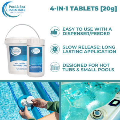 POOL&SPA ESSENTIALS Multi-functional Chlorine tablets 20g, 5KG, Swimming Pools, Hot Tubs