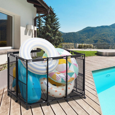 Pool Storage Mesh Bin with Wheels Laundry Hamper Child-friendly Design ...