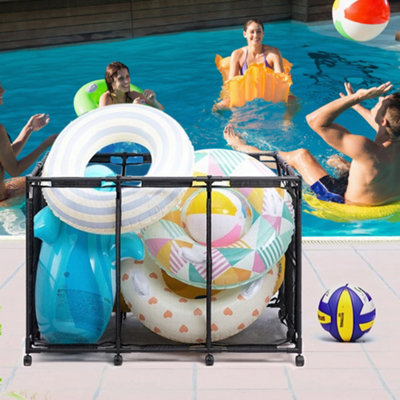Pool Storage Mesh Bin with Wheels Laundry Hamper Child-friendly Design ...