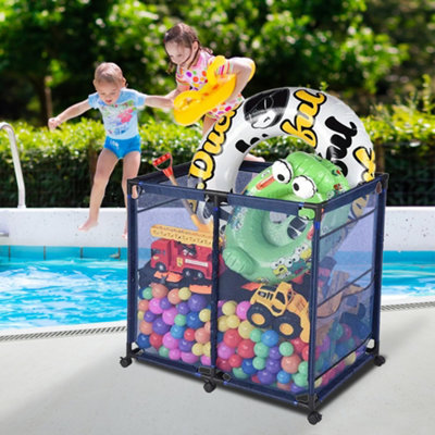 Pool Storage Mesh Bin with Wheels Laundry Hamper Metal,PP&Fabric | DIY ...