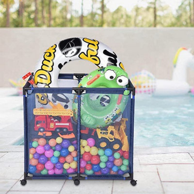 Pool Storage Mesh Bin with Wheels Laundry Hamper Metal,PP&Fabric | DIY ...