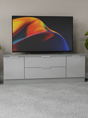 Poole 2 Door 2 Drawer Superwide TV Unit in Uniform Grey Gloss & Dusk ...