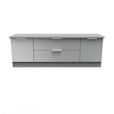Poole 2 Door 2 Drawer Superwide TV Unit in Uniform Grey Gloss & Dusk ...