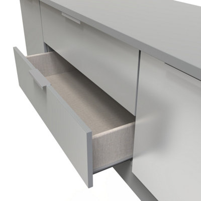 Poole 2 Door 2 Drawer Superwide TV Unit in Uniform Grey Gloss & Dusk ...